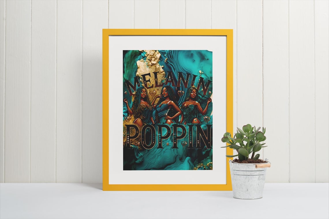 Melanin Poppin Art Print, Black Girl Art, Afro Lady Art, Gift for Black ...
