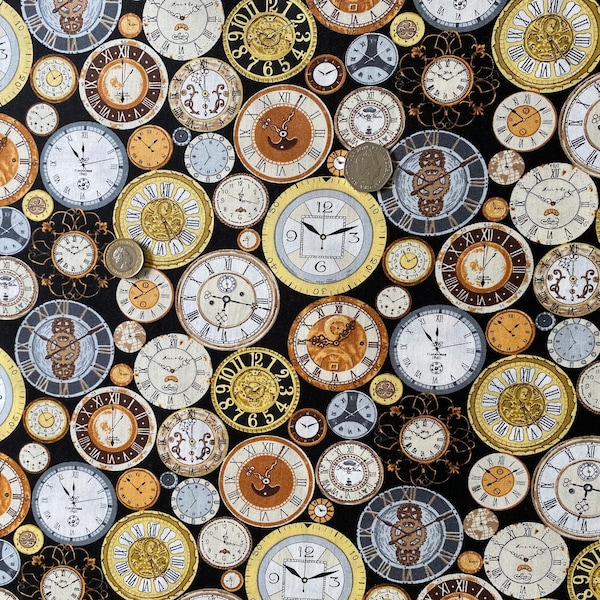 Clock Fabric - Etsy