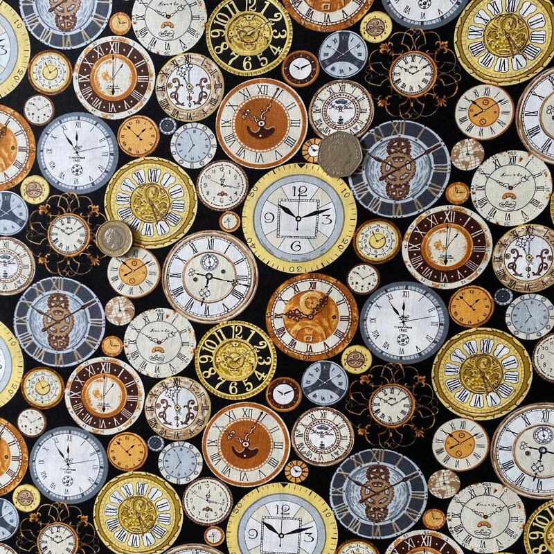 Clock Fabric - Etsy