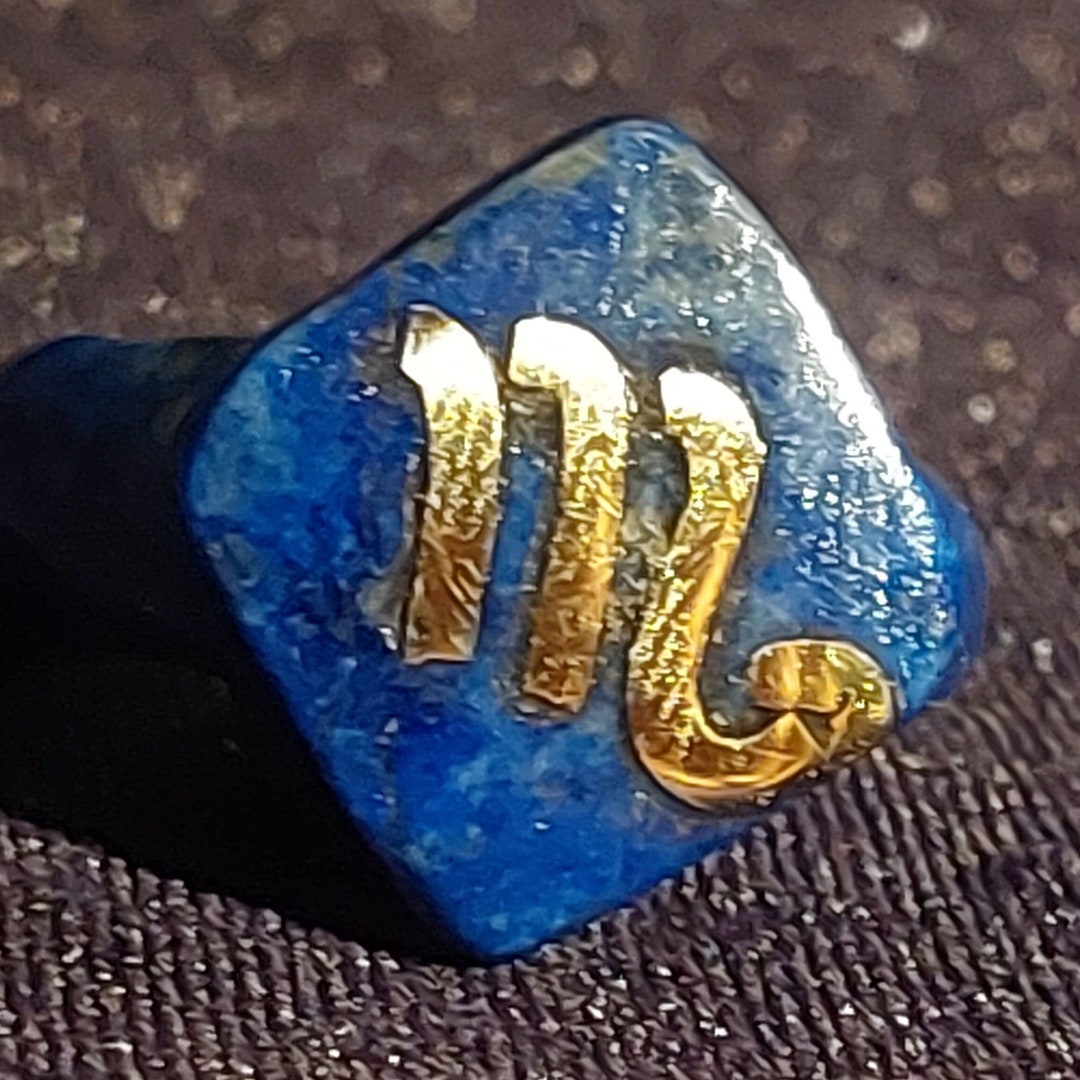 Symbolic Sign of the Times - Solid Hand-carved Lapis Lazuli Ring With ...