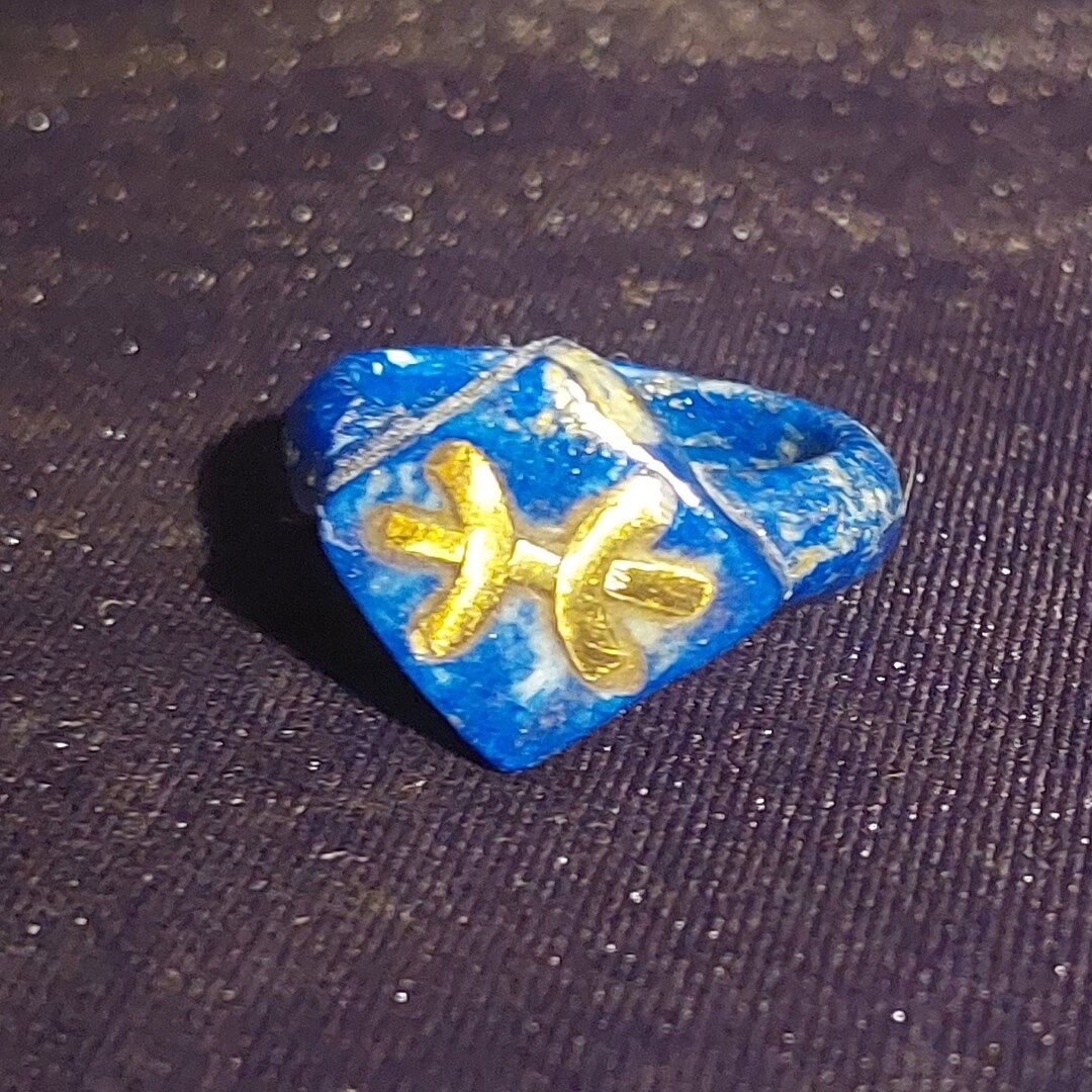 Symbolic Sign of the Times - Solid Hand-carved Lapis Lazuli Ring With ...