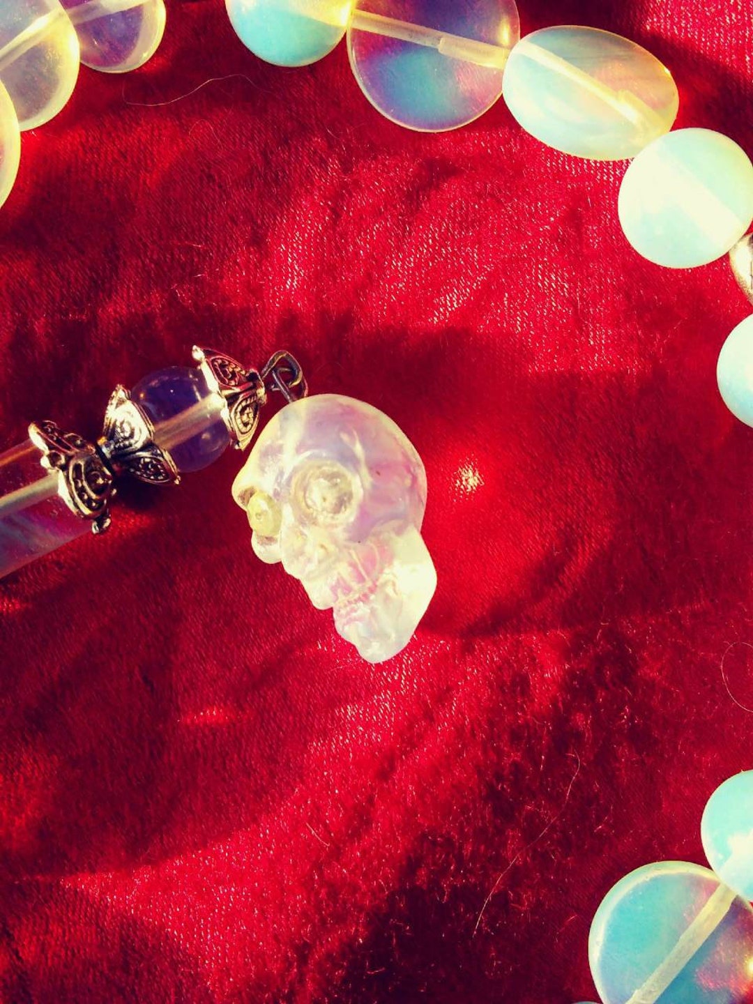 Grateful Opalite Hand-carved Man-made Opal Skull With Light Blue ...