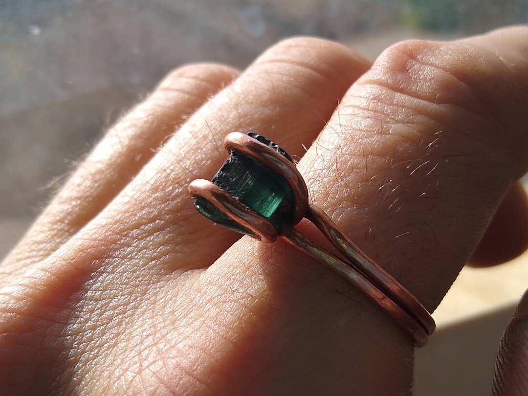 Raw Indico-verdelite Rough Specimen Ring - Set Horizontally With 14 ...