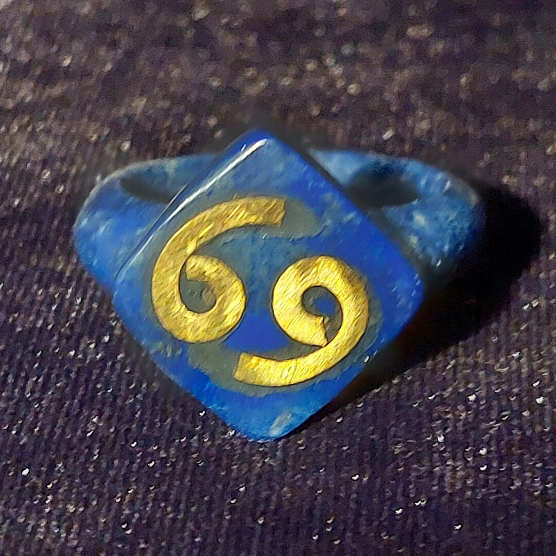 Symbolic Sign of the Times - Solid Hand-carved Lapis Lazuli Ring With ...