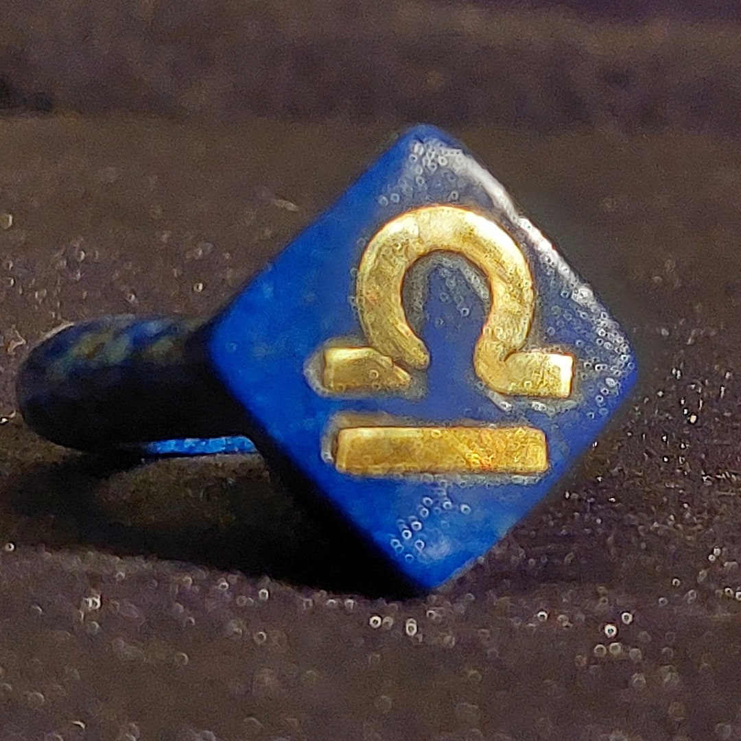 Symbolic Sign of the Times - Solid Hand-carved Lapis Lazuli Ring With ...