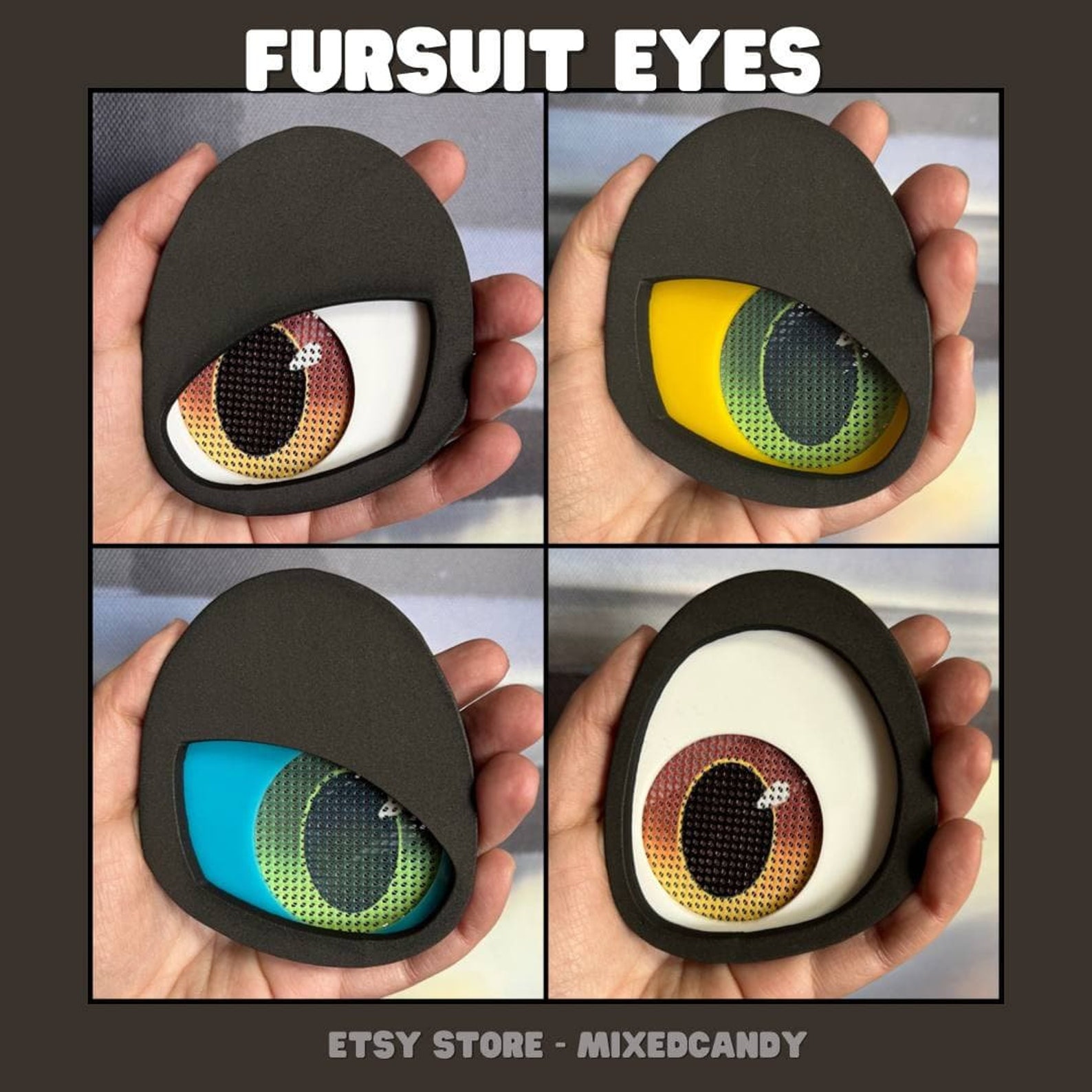 Laser Cut Acrylic Fursuit Eyes Kit - Comes With Oval Pupil Mesh and EVA ...