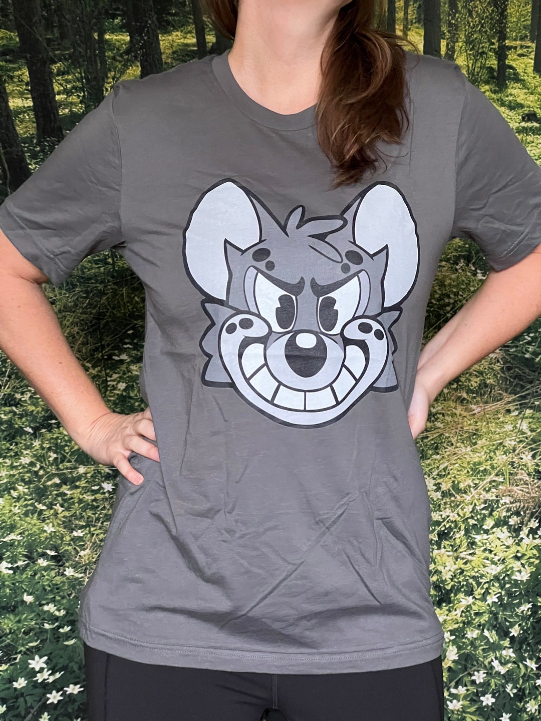 Dark Gray Cartoon Hyena T-shirt - Etsy