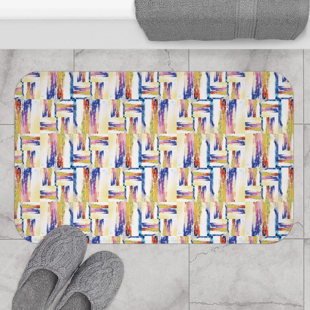 Colorful Abstract Bathmat, 2 Sizes From Hand Painted Art, Part of ...