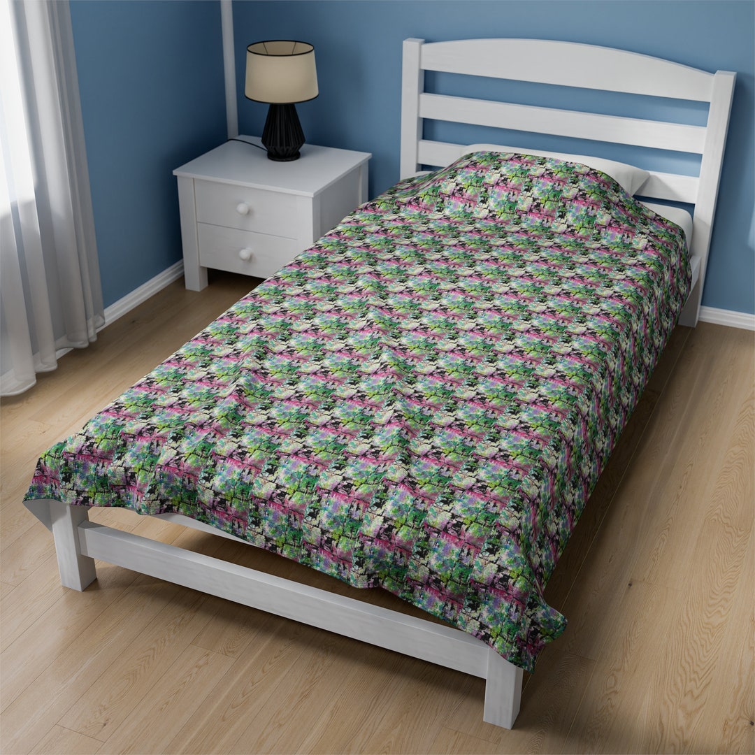 Abstract Checkers Plush Blanket, 3 Sizes From Hand Painted Art, Part of ...