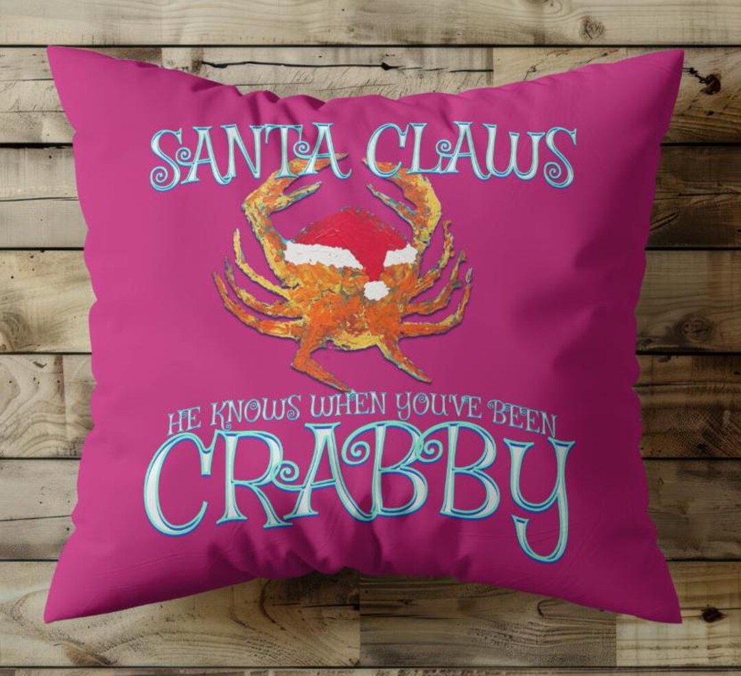 Christmas Square Pillow, Santa Claws Crab, in Hot Pink & 4 Sizes, Be ...