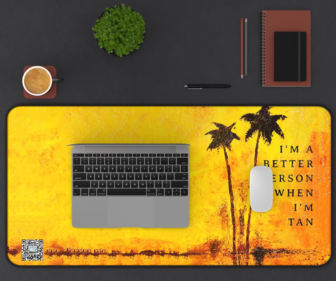 Customizable Palm Tree Desk Mat, Tropical Office Decor, Personalized ...