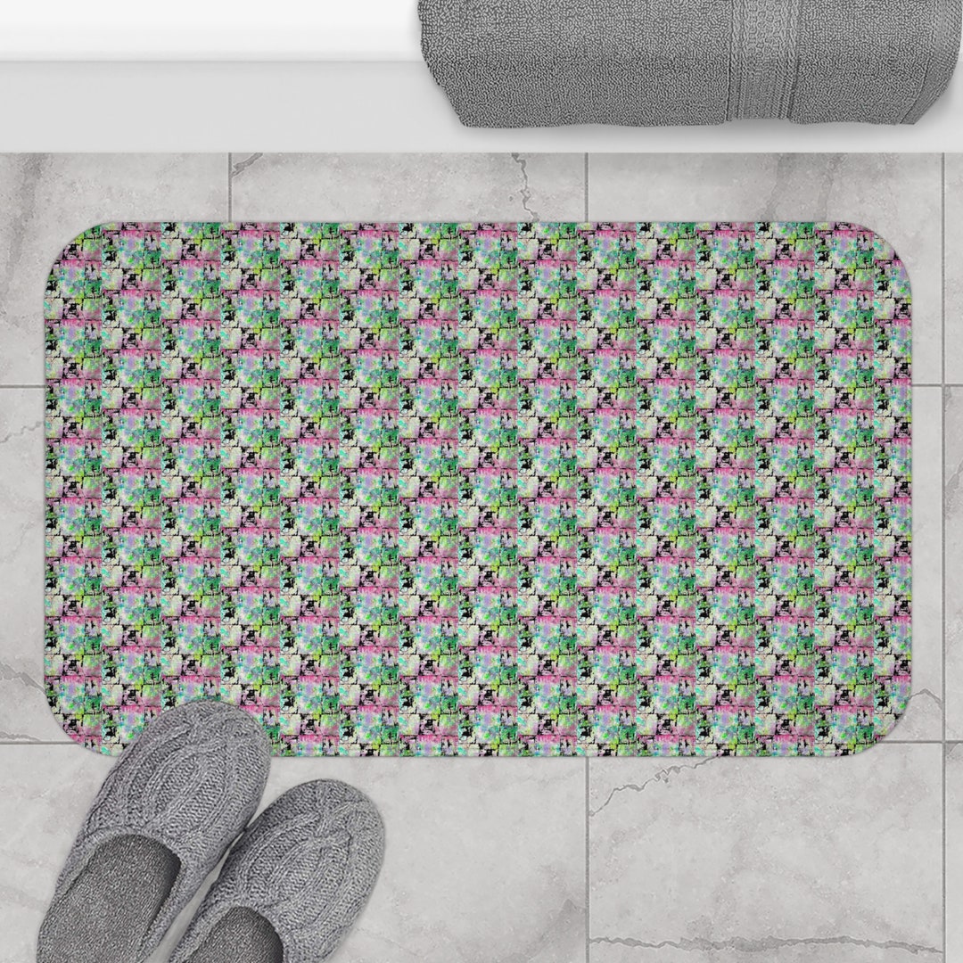 Abstract Checkers Bathmat in 2 Sizes From Hand Painted Art, Part of ...