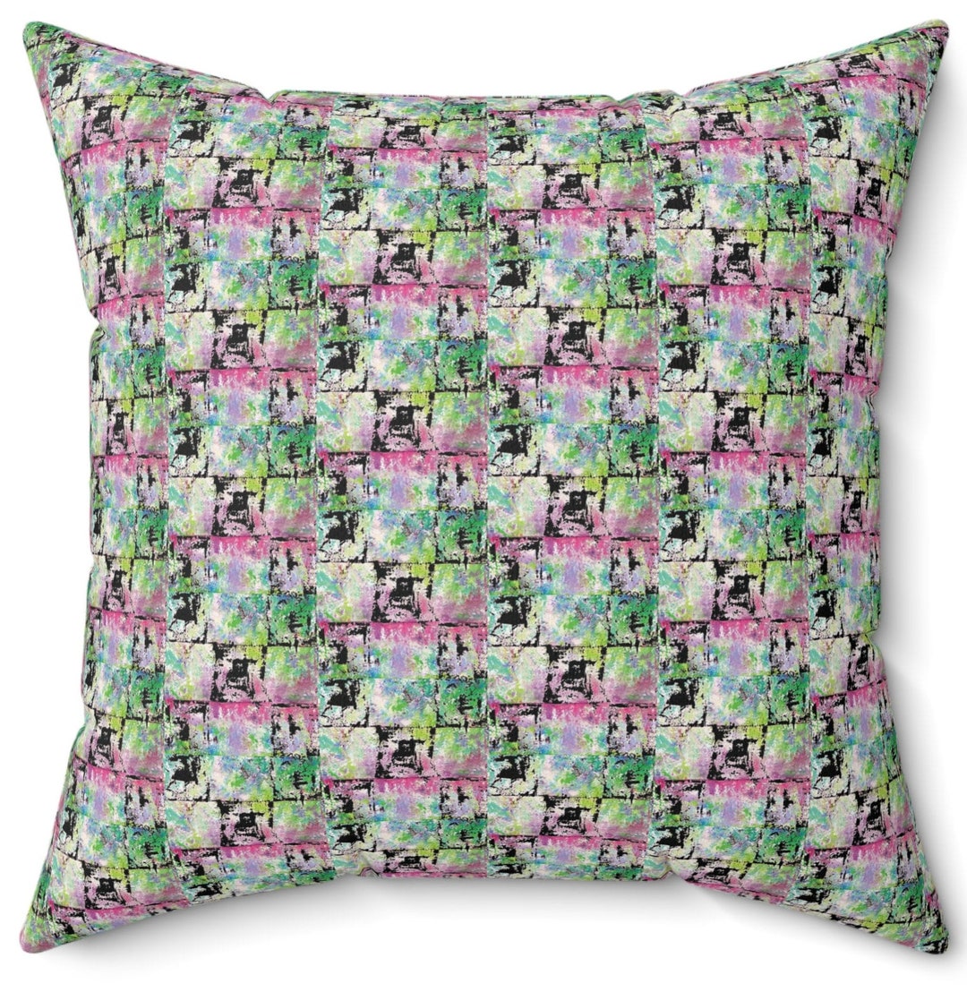 Square Checkers Pillow in 4 Sizes W/original Hand Painted Art, Part of ...