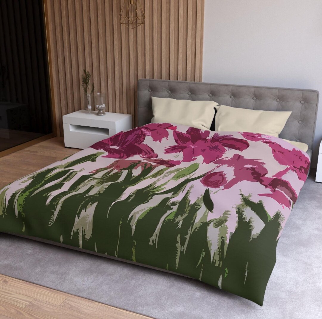 Wildflowers Duvet Cover: Hot Pink Poppy Floral Bedding - Etsy