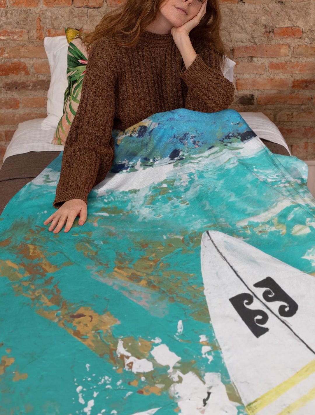Surfboard Plush Blanket in 3 Sizes, Super Soft Cozy Boho Throw From ...