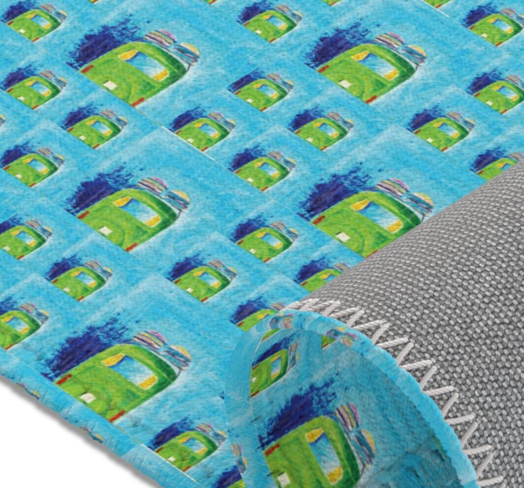 Original Art Retro Beach Van With Surfboards Boho Abstract Area Rugs, 3 ...