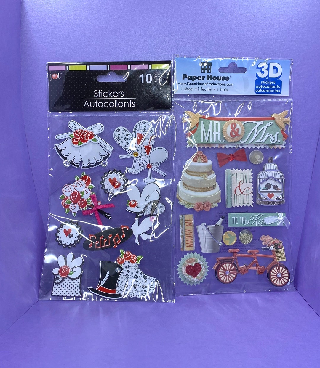 3 Dimensional Happy Wedding Themed Stickers Set of Two Sets of Stickers ...