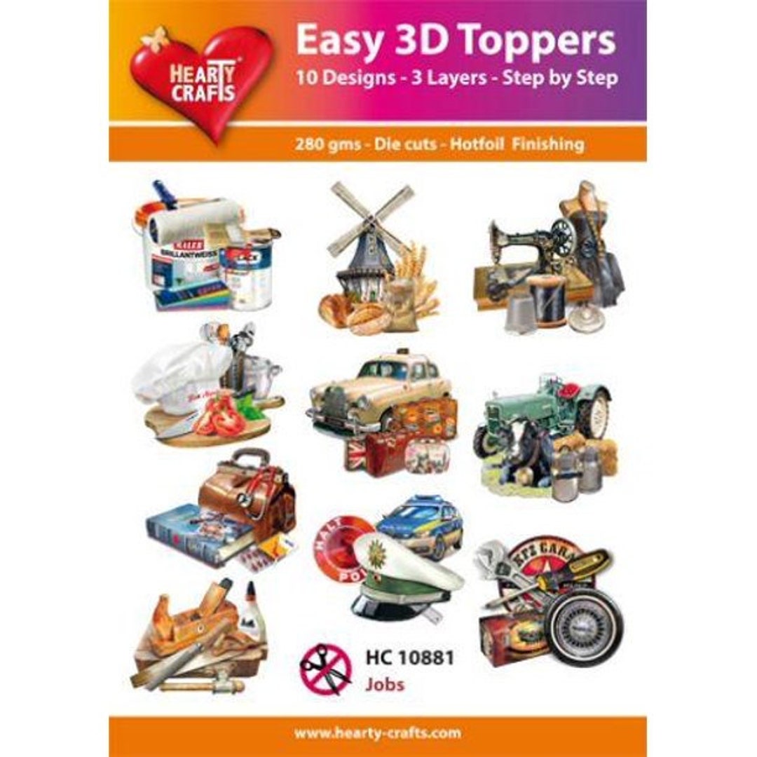 Easy 3d-toppers Jobs - 10 Large Toppers 3-layers Each 8x8cm for Card ...