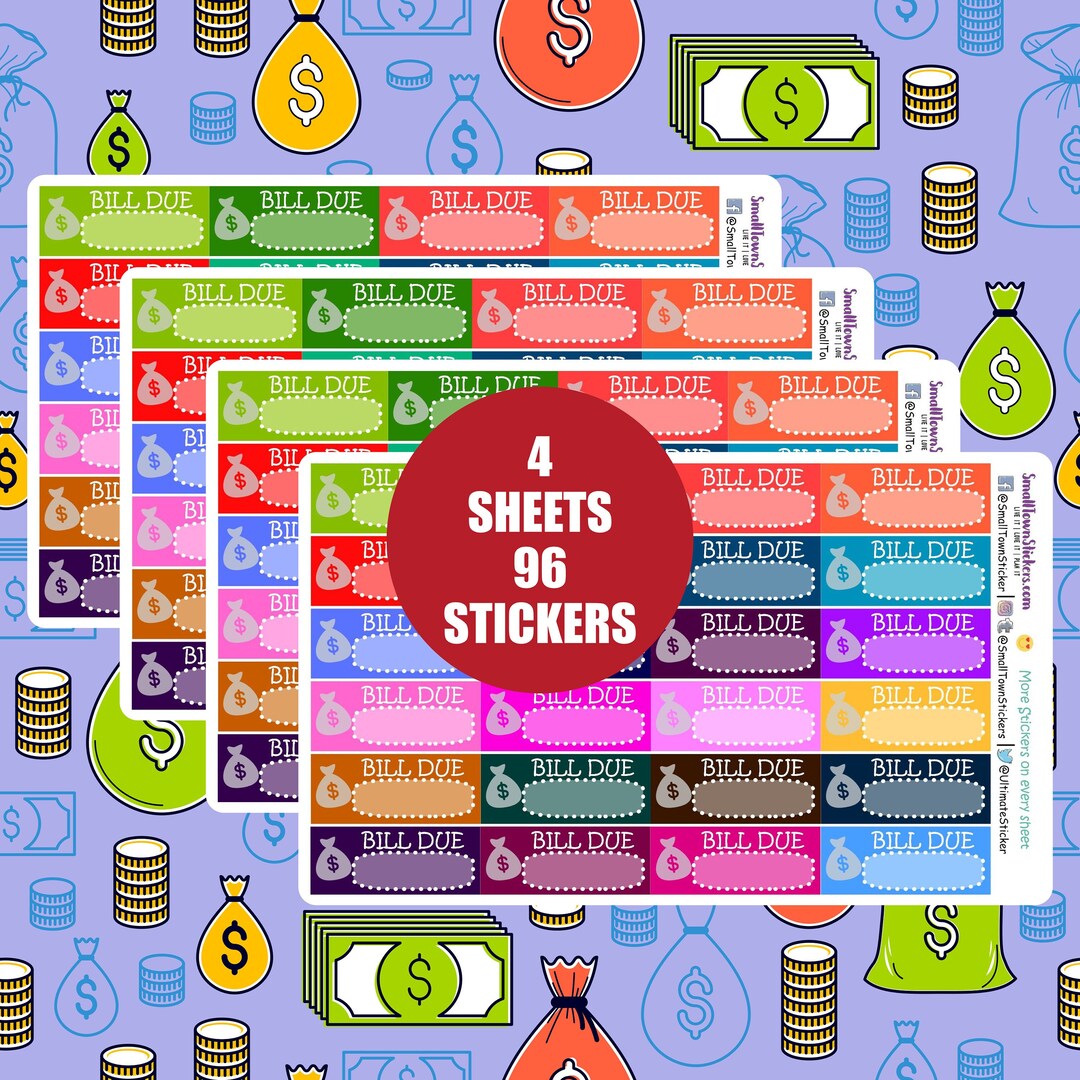 96 Bill Due Planner Stickers for Efficient Weekly Budgeting, Monthly ...