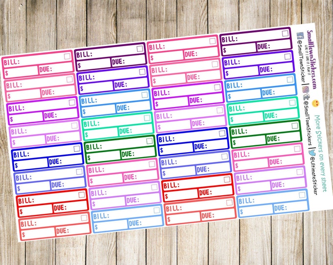 Bill Due Planner Stickers Pay Bills Word Stickers Erin Condren Life ...