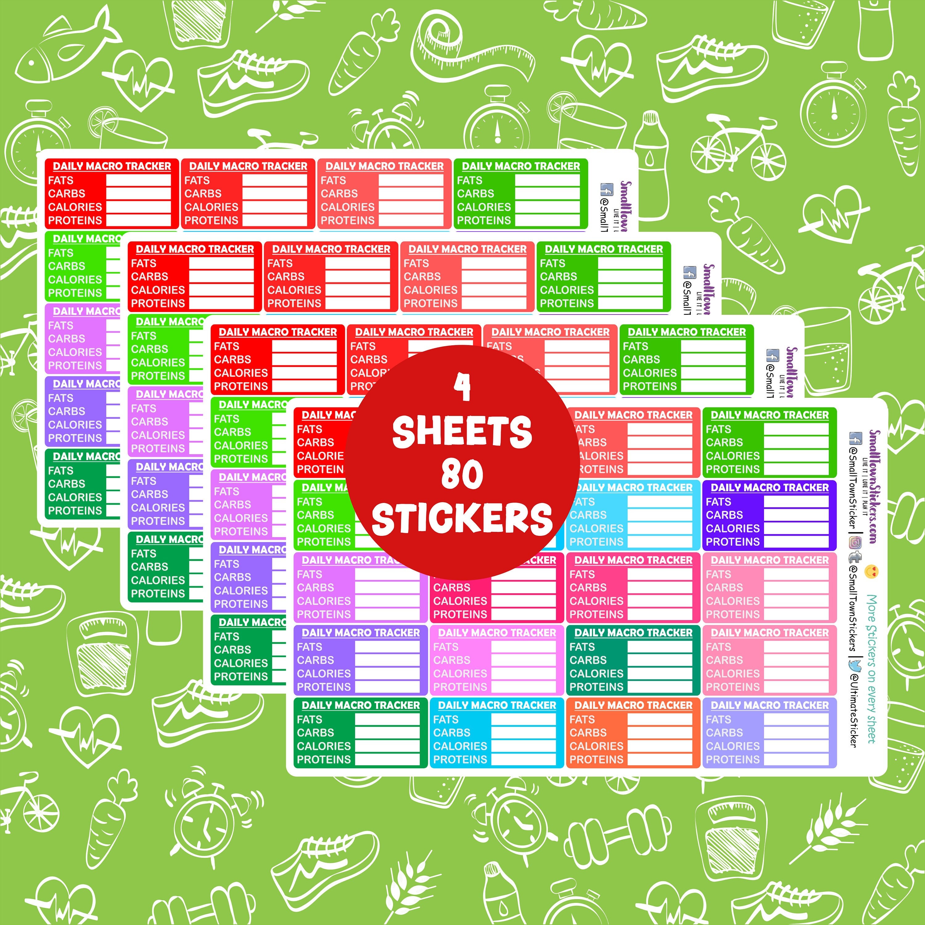 80 Pack Daily Macro Tracker Planner Stickers Nutrition Tracker Stickers ...