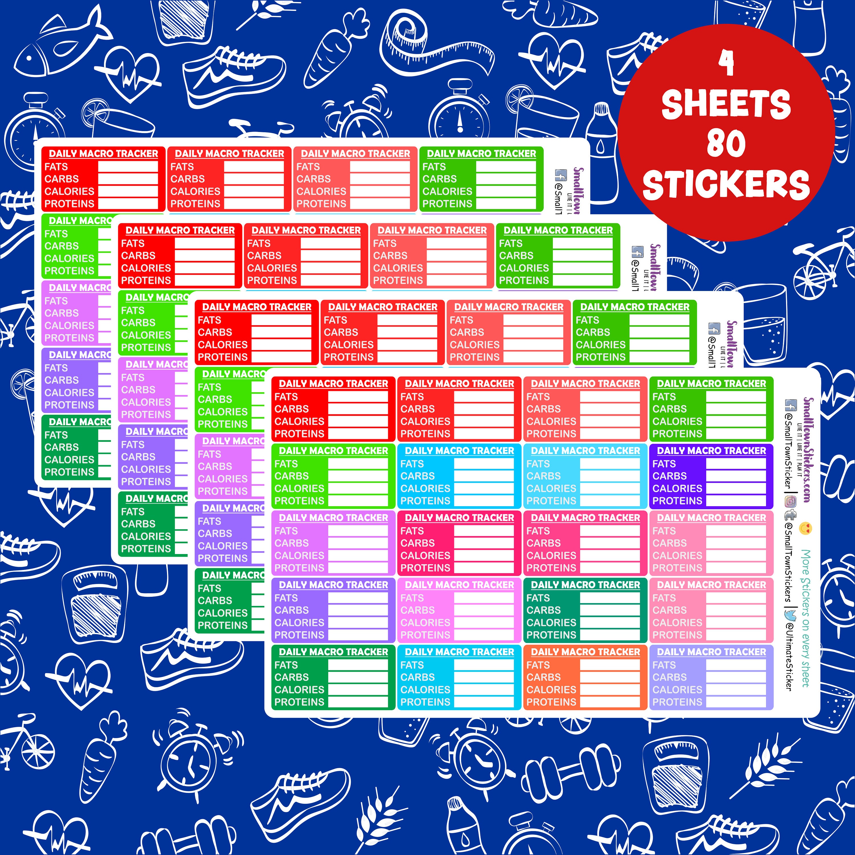80 Pack Daily Macro Tracker Planner Stickers Nutrition Tracker Stickers ...