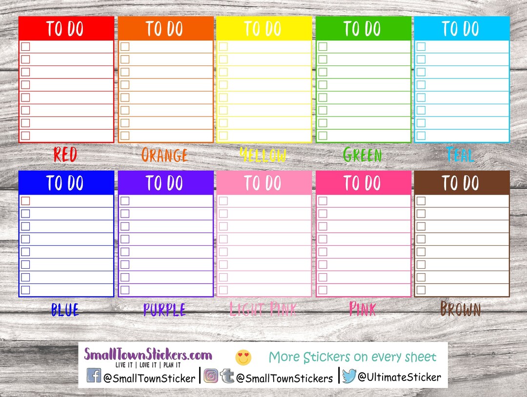 Colorful To-do List Checklist Planner Stickers - CHOOSE YOUR COLOR, 16 ...