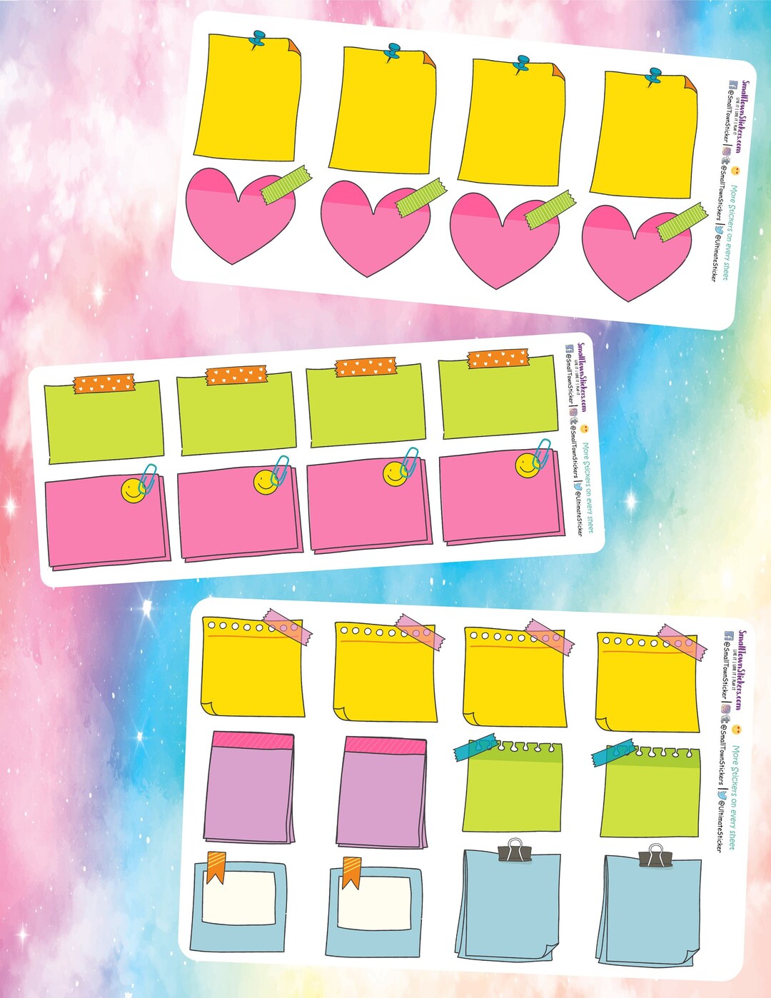 Whimsical Sticky Note Planner Stickers: Colorful Reminder Stickers - Etsy