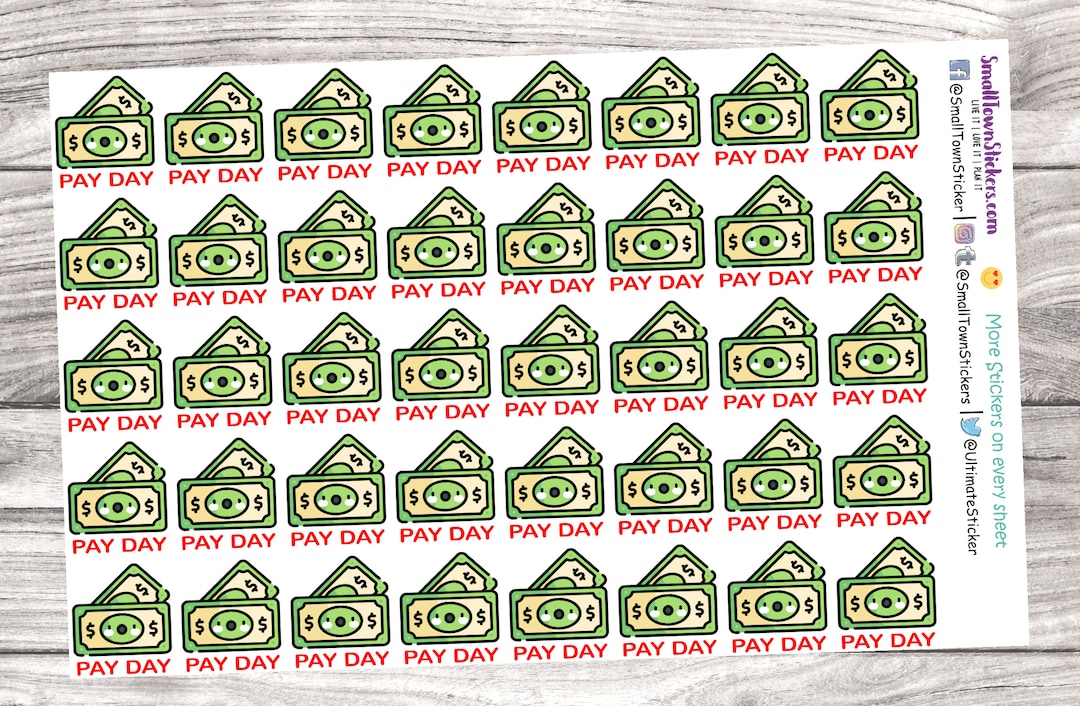 Pay Day Stickers, Dollar Money Planner Stickers, Cute Pay Day Stickers ...