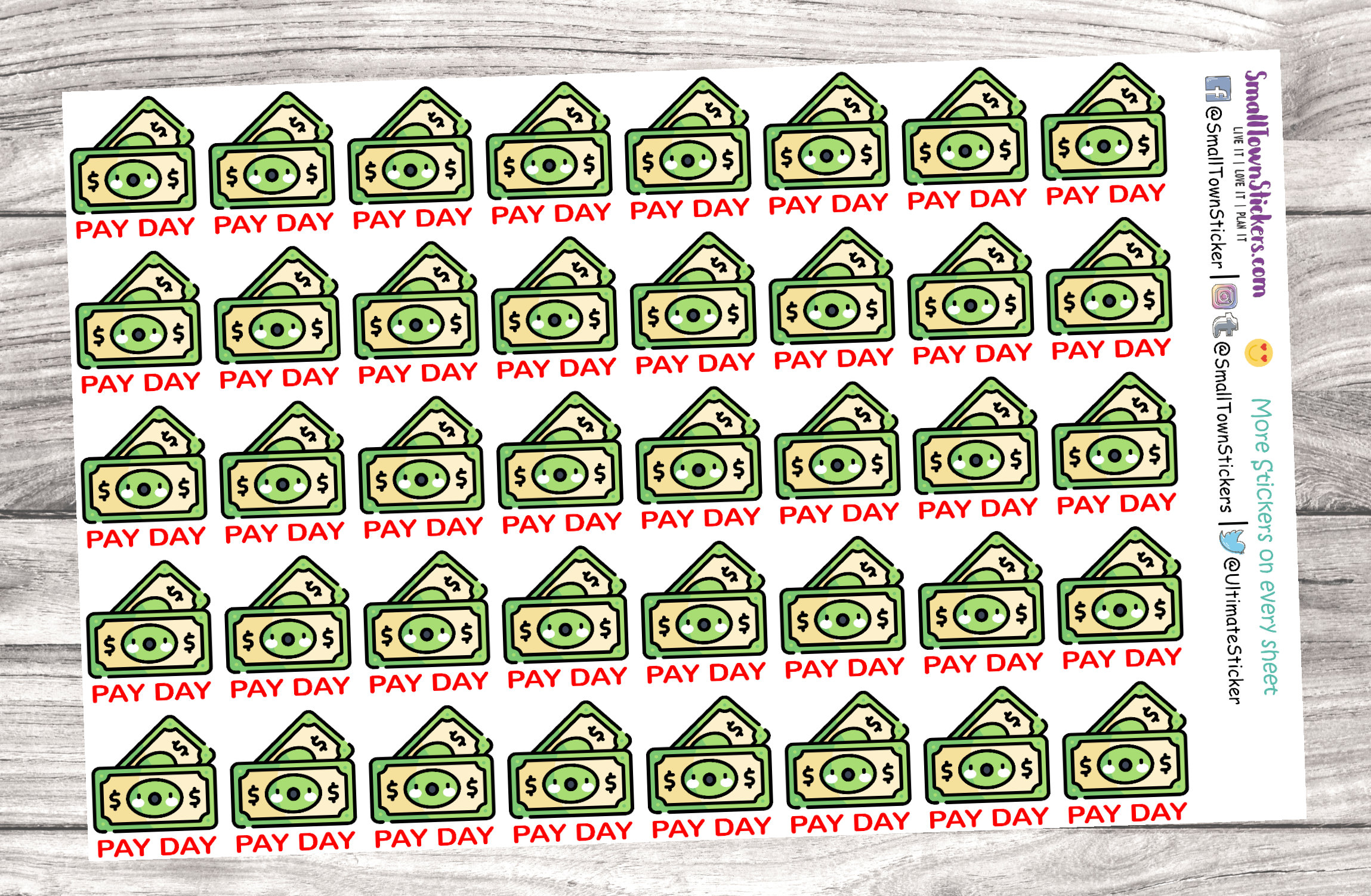 Pay Day Stickers Dollar Money Planner Stickers Cute Pay Day - Etsy