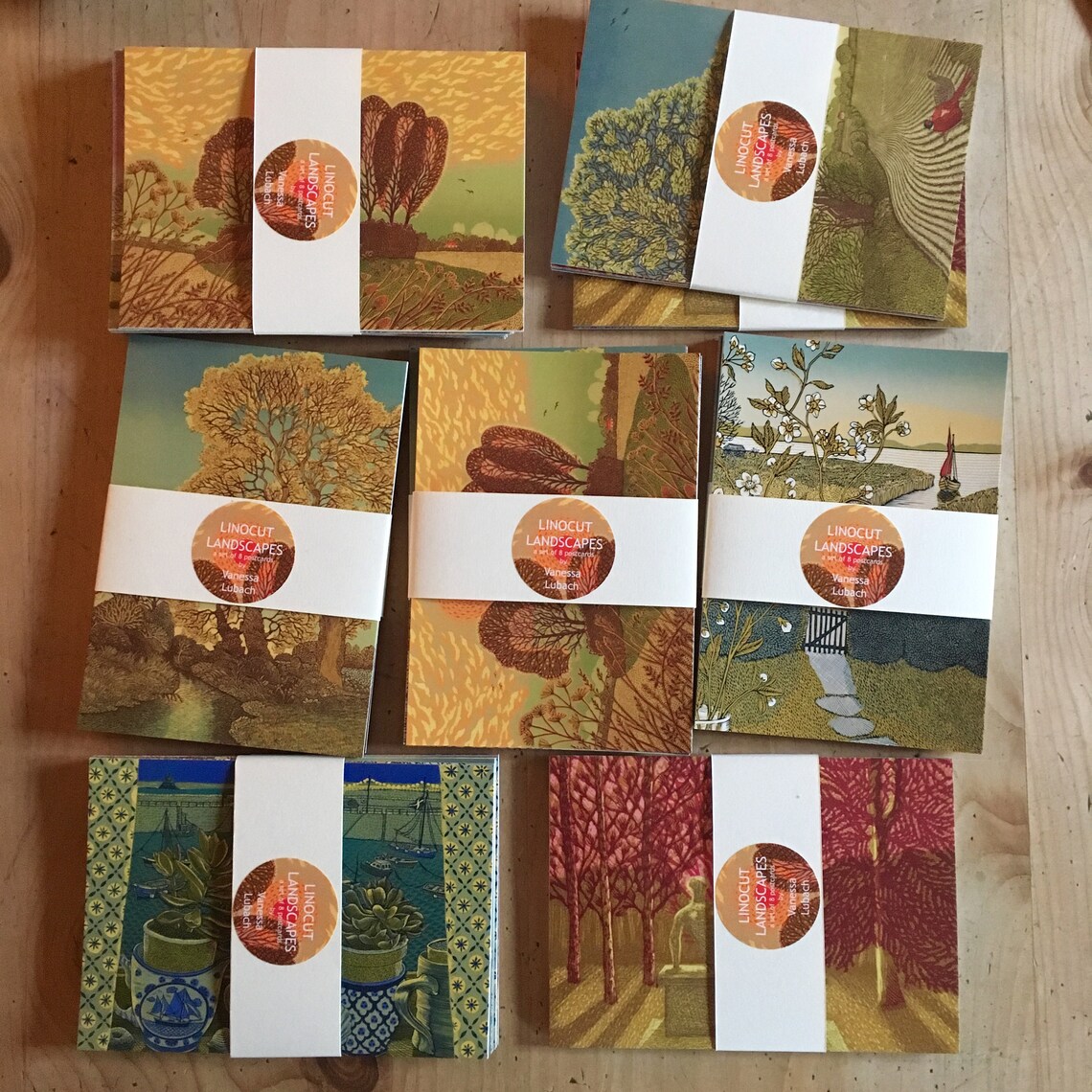 LANDSCAPE LINOCUT POSTCARDS A Set of 8 Premium Glossy | Etsy