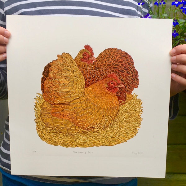Chicken Lino Prints - Etsy