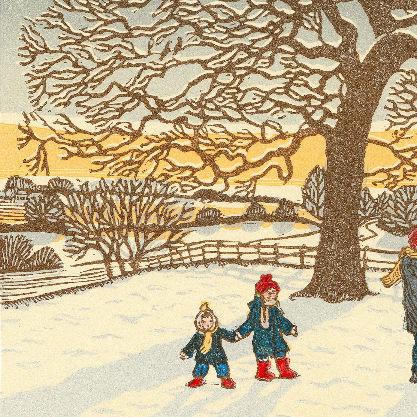 Winter Walk Linocut. - Etsy