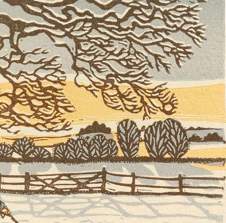 Winter Walk Linocut. - Etsy