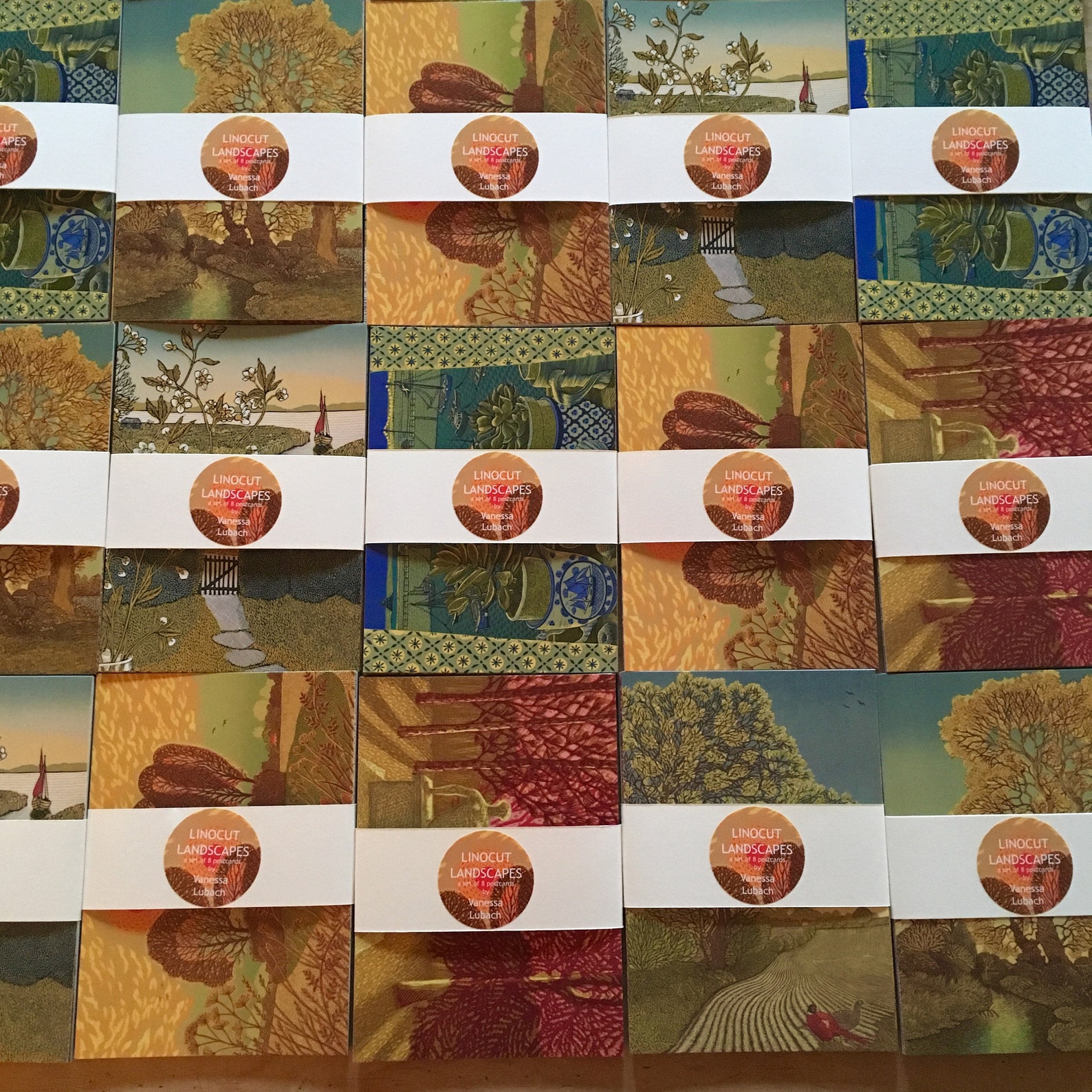 LANDSCAPE LINOCUT POSTCARDS A Set of 8 Premium Glossy | Etsy