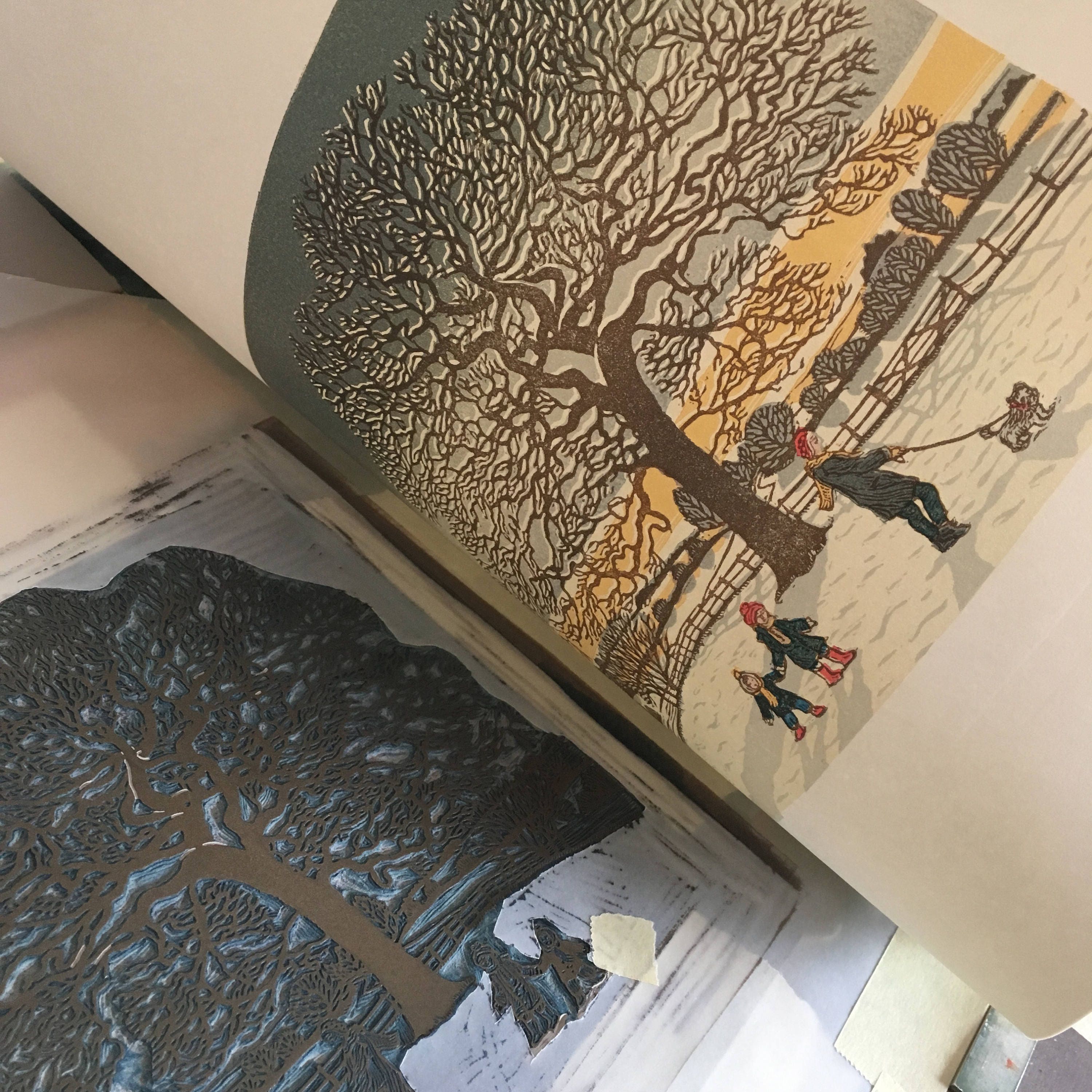 Winter Walk Linocut. - Etsy