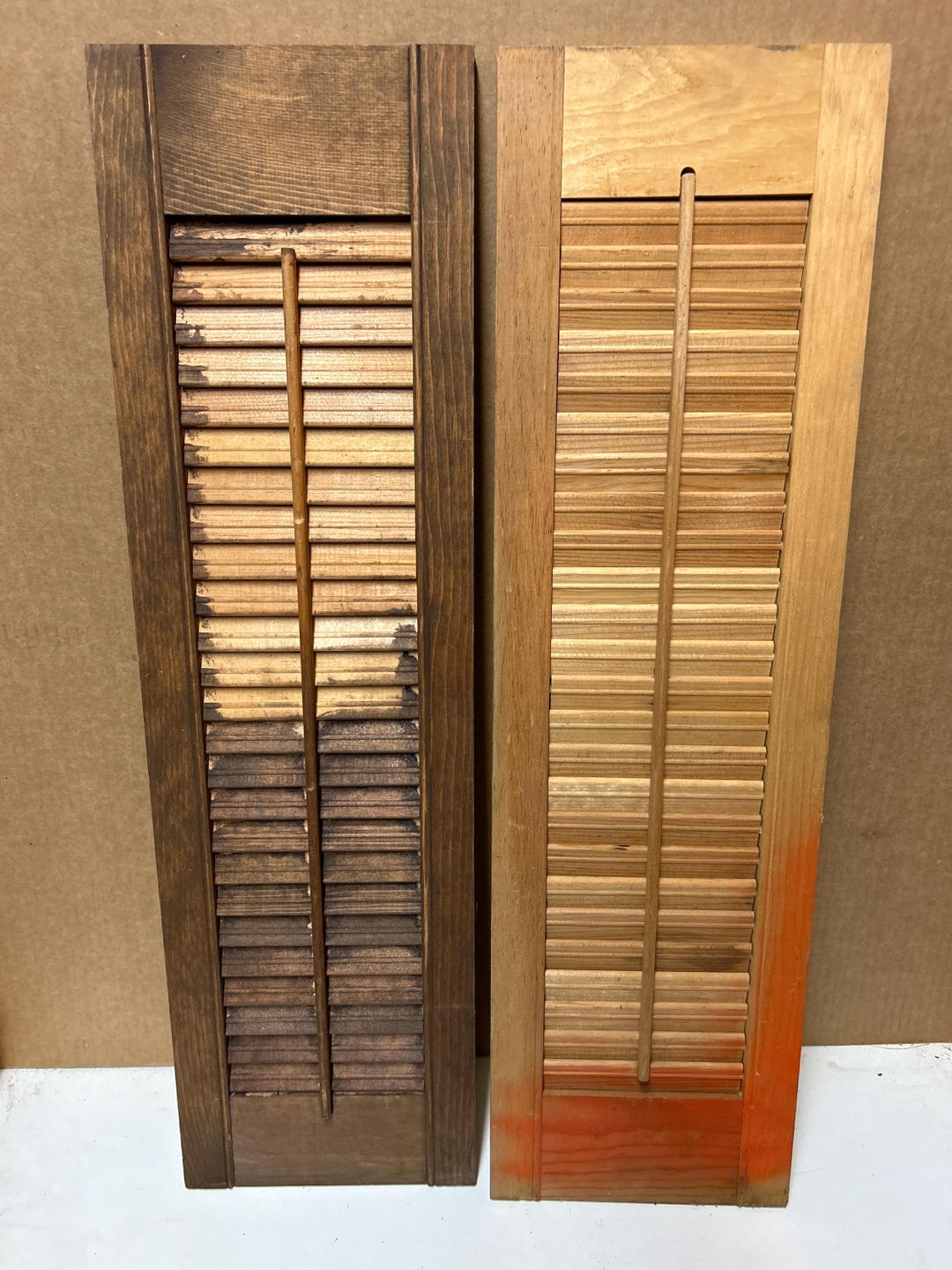 2 Vintage Shutter Panels Interior Wood Louver 9-1/8 X32” - Etsy