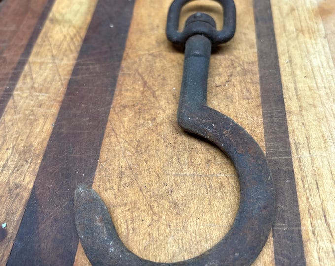 Vintage Industrial Salvage Hook, Steampunk, Metal Forged, Farm Salvage ...