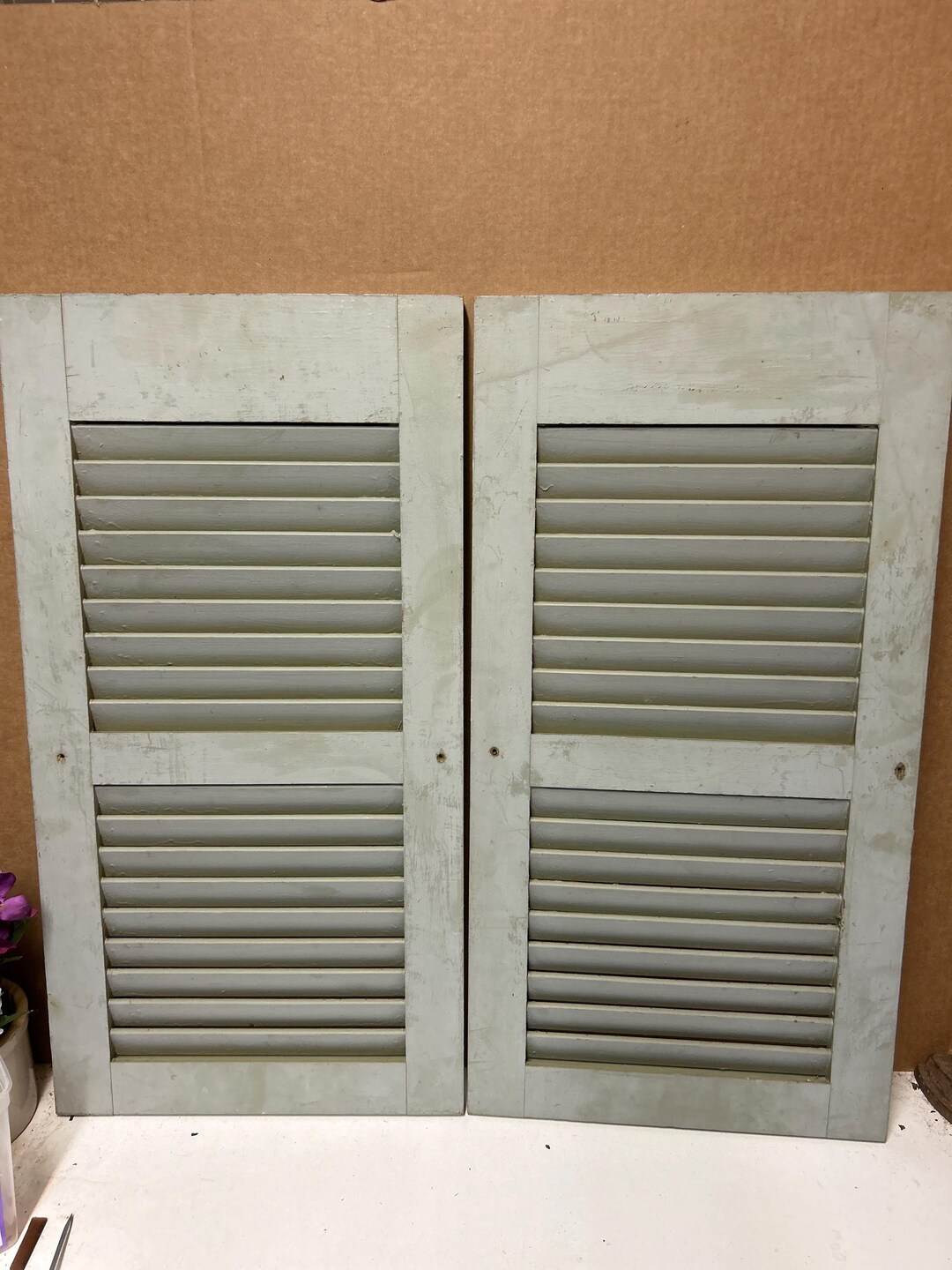 2 Vintage Shutter Panels Interior Wood Louver - Etsy