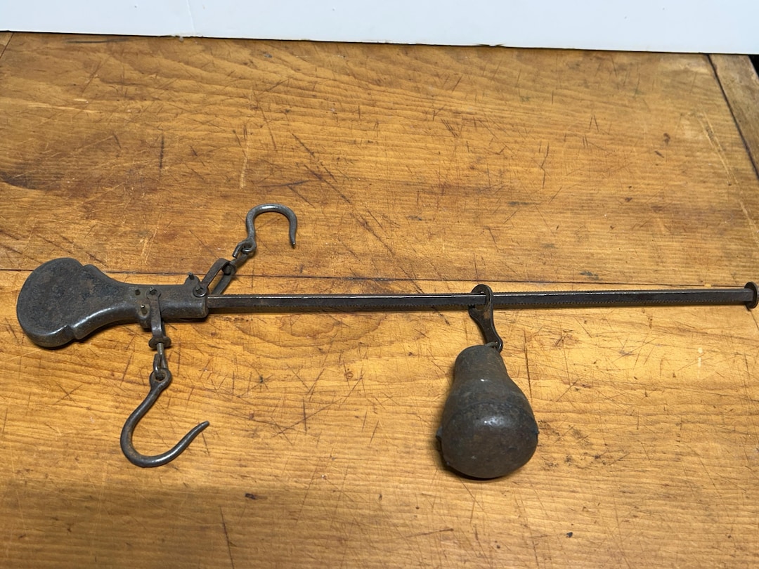 Vintage Hanging Iron Farm Scale Hay/tobacco/meat W/sliding Counter ...