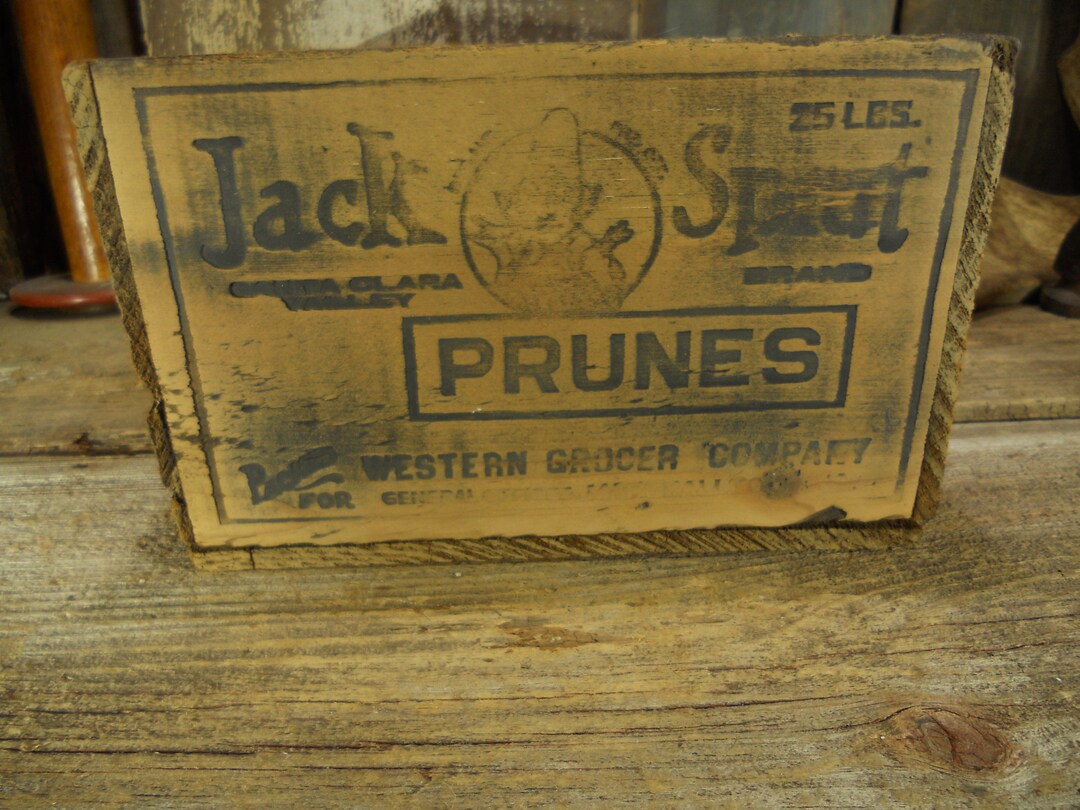Vintage Jack Sprat Santa Clara Prunes Crate, Wood Box. Recycle. Prunes ...