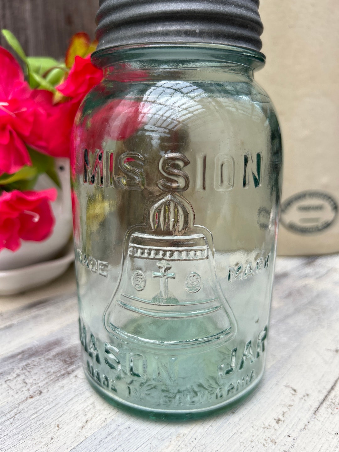 Vintage Blue Quart Mission Trade Mark. Mason Jar Made in California ...