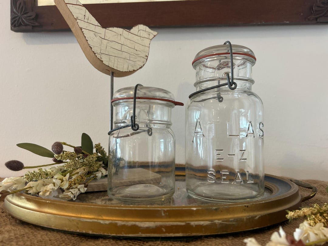 Vintage Atlas Quart & Pint Jars. . Atlas , Wire Bail Lids - Etsy