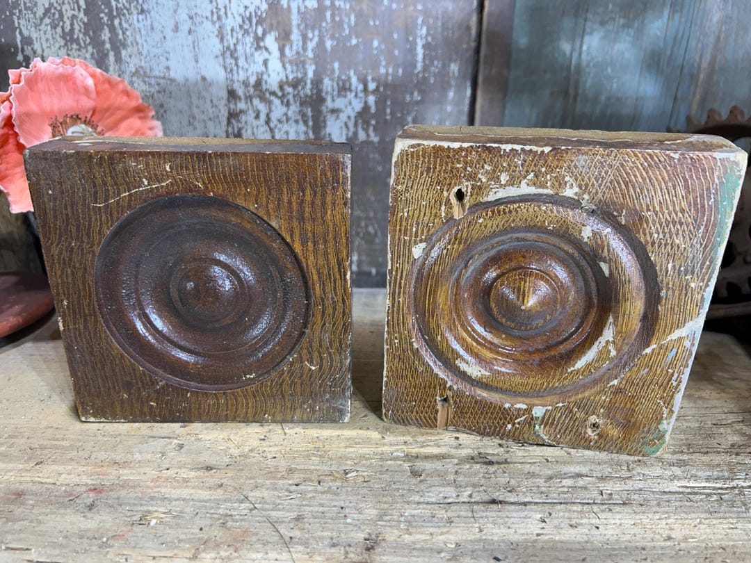 Antique Victorian Salvage 2 Wood Door Corner Rosettes - Etsy
