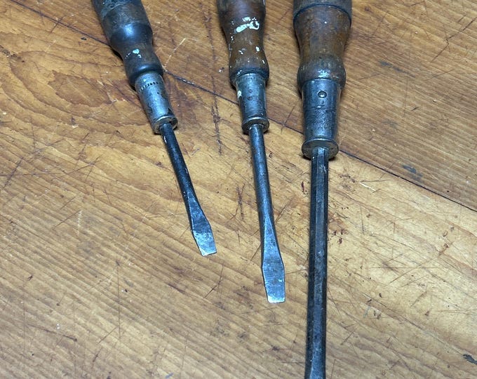 Vintage Wood Screwdrivers Hickory Handle, Flat, Woodworking - Etsy