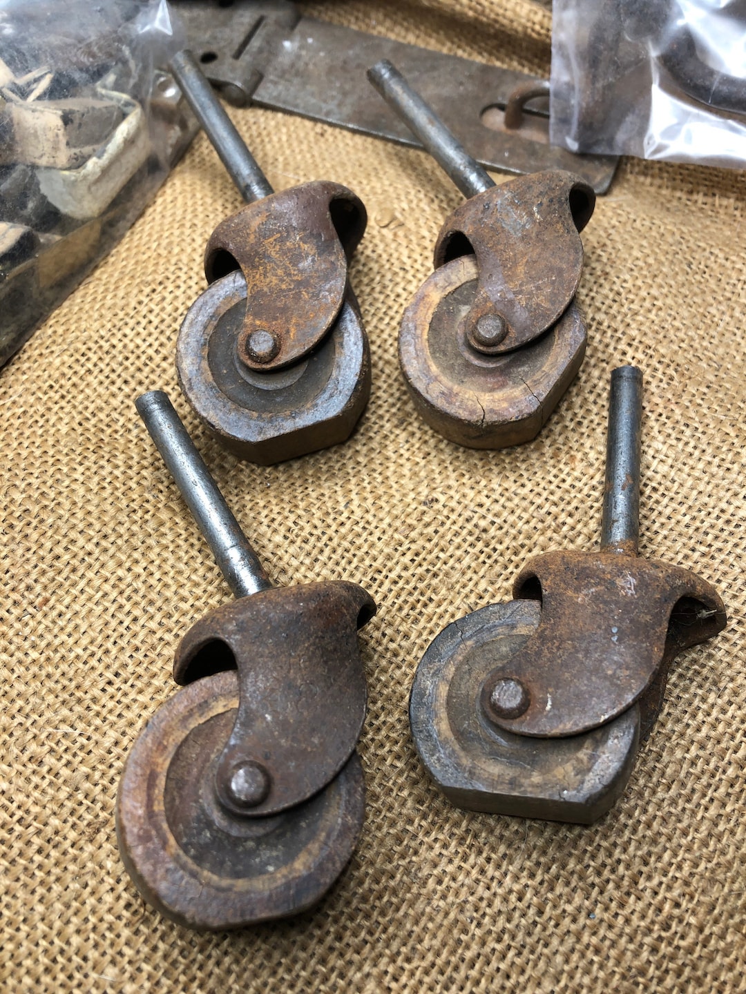 Vintage 4 Wooden Wheel Casters, - Etsy