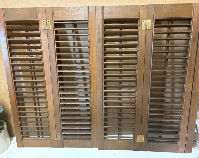 4 Vintage Shutter Panels Interior Wood Louver - Etsy