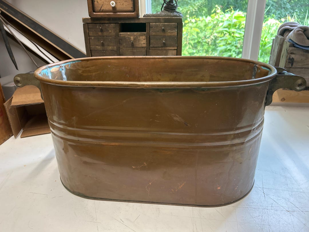 Vintage Copper Boiler,wood Box. , Firewood Kindling Wood Holder ...