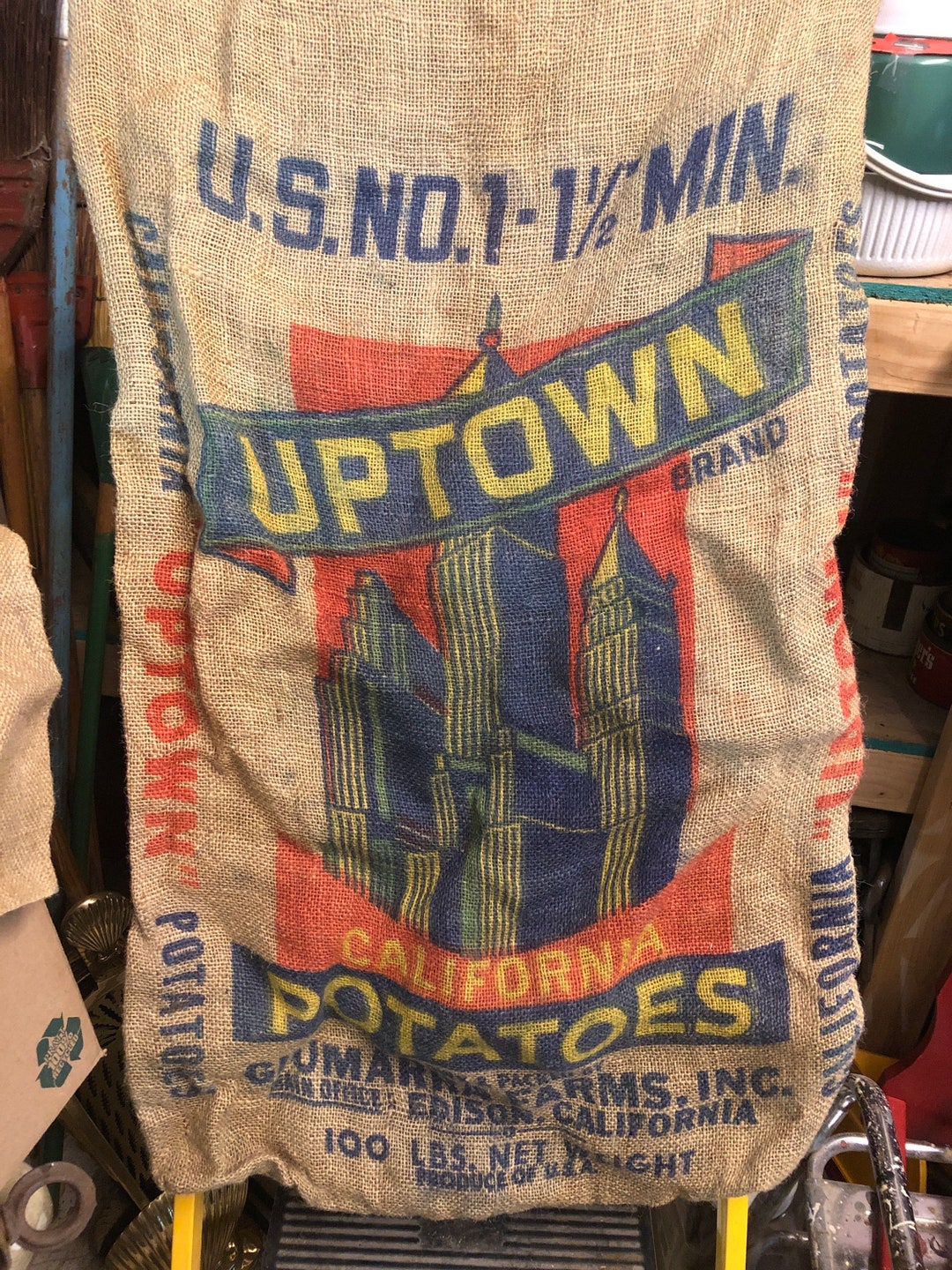 Giumarra Farms Potatoes, Edison California Burlap Sack , Gunny Sack - Etsy