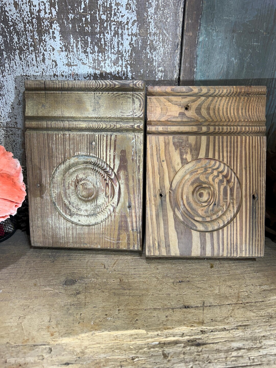 Antique Victorian Salvage 2 Wood Door Corner Rosettes - Etsy